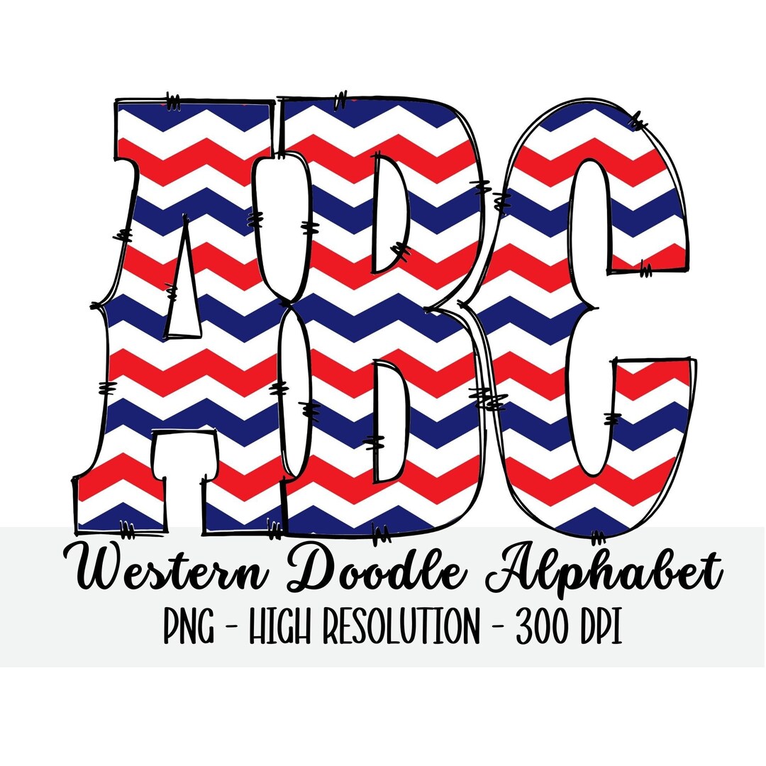 Red and Blue Chevron WESTERN DOODLE Alphabet & Numbers Set PNG ...