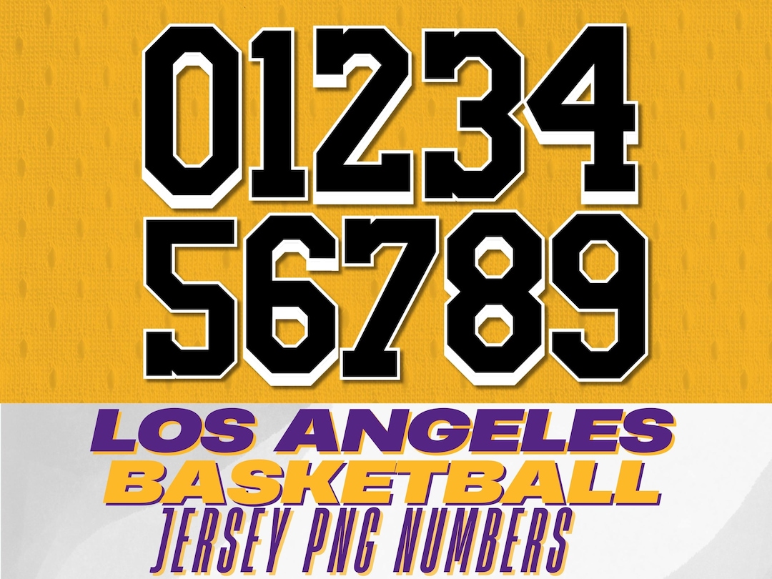 Los Angeles Basketball Jersey Numbers PNG: Black & White (digital ...
