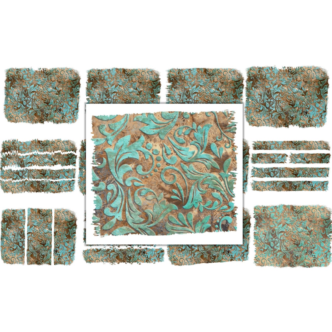 Turquoise Tooled Leather Sublimation Background Set (digital Download ...