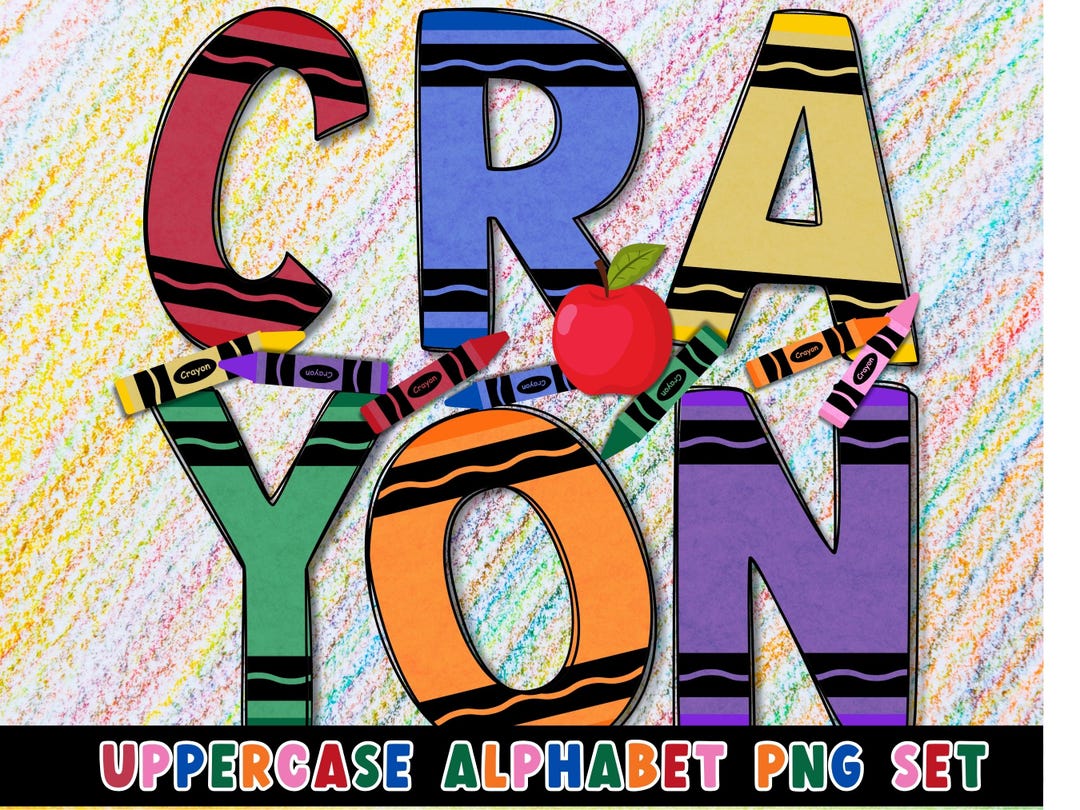 Crayon Doodle Alphabet PNG Set: Primary Color Sketch Letters (digital ...