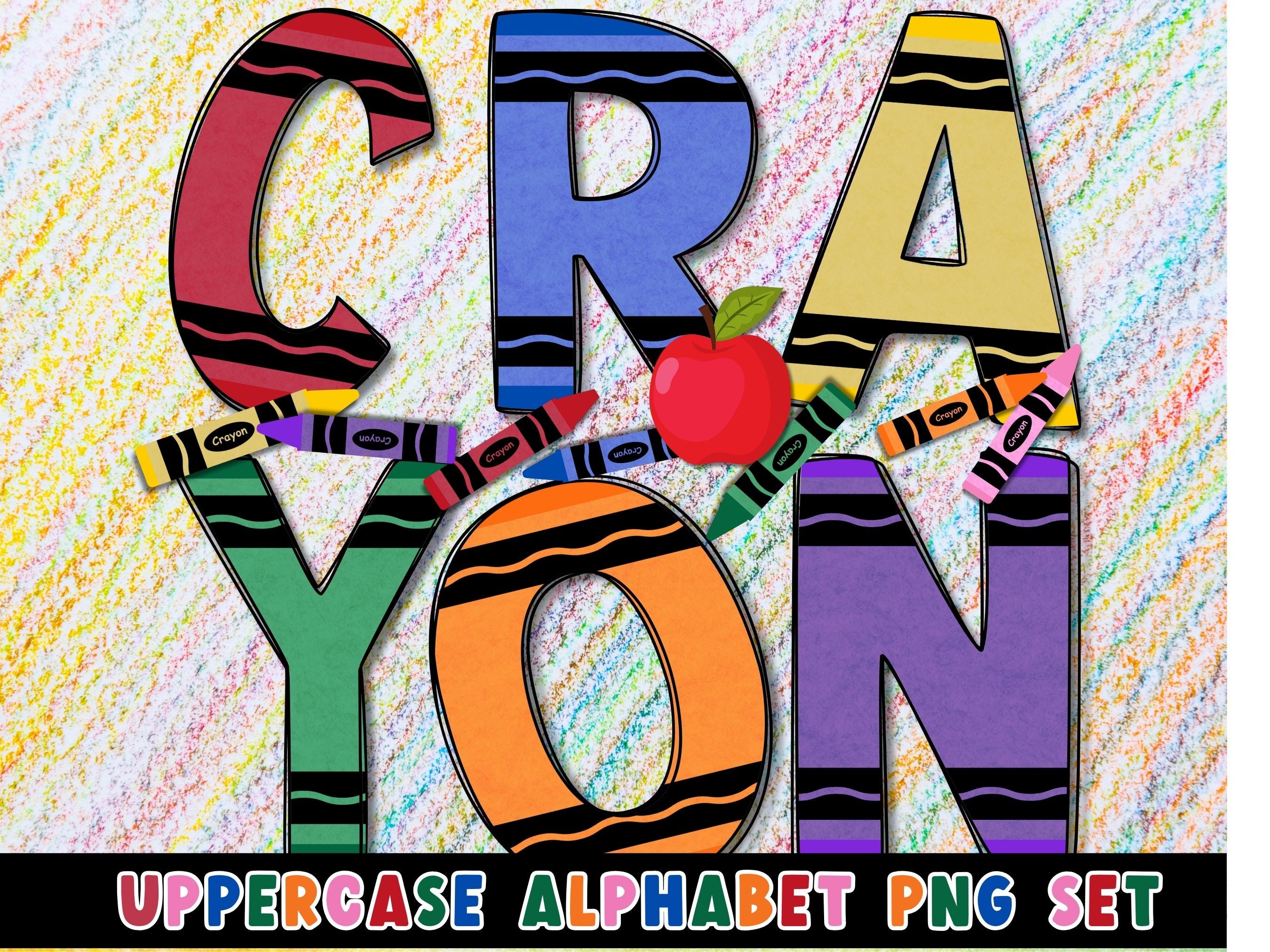 Crayon Doodle Alphabet PNG Set: Primary Color Sketch Letters (digital ...