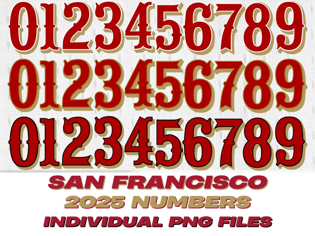 2025 San Francisco Football, Current Jersey Numbers: PNG, (digital ...