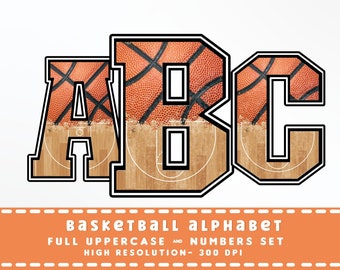 Basketball Letters & Numbers PNG Set: Sports Alphabet (digital Download ...