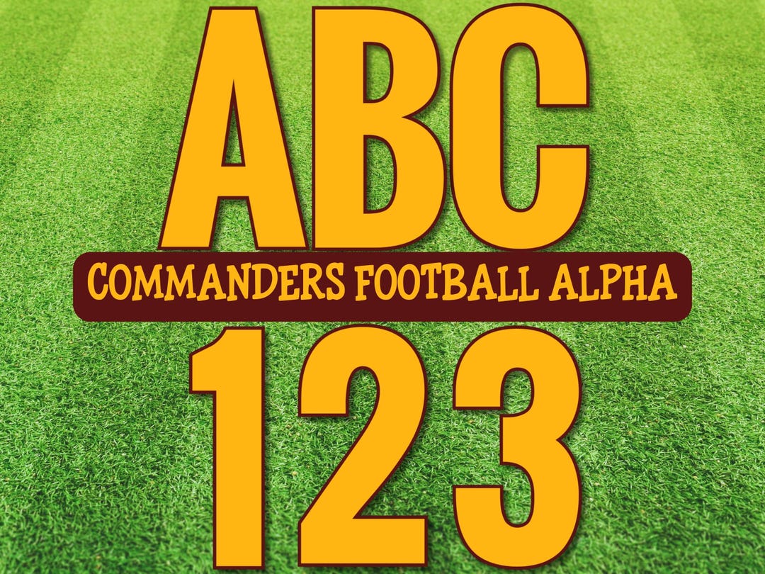 Washington Commanders Football Alphabet & Numbers PNG (digital Download ...