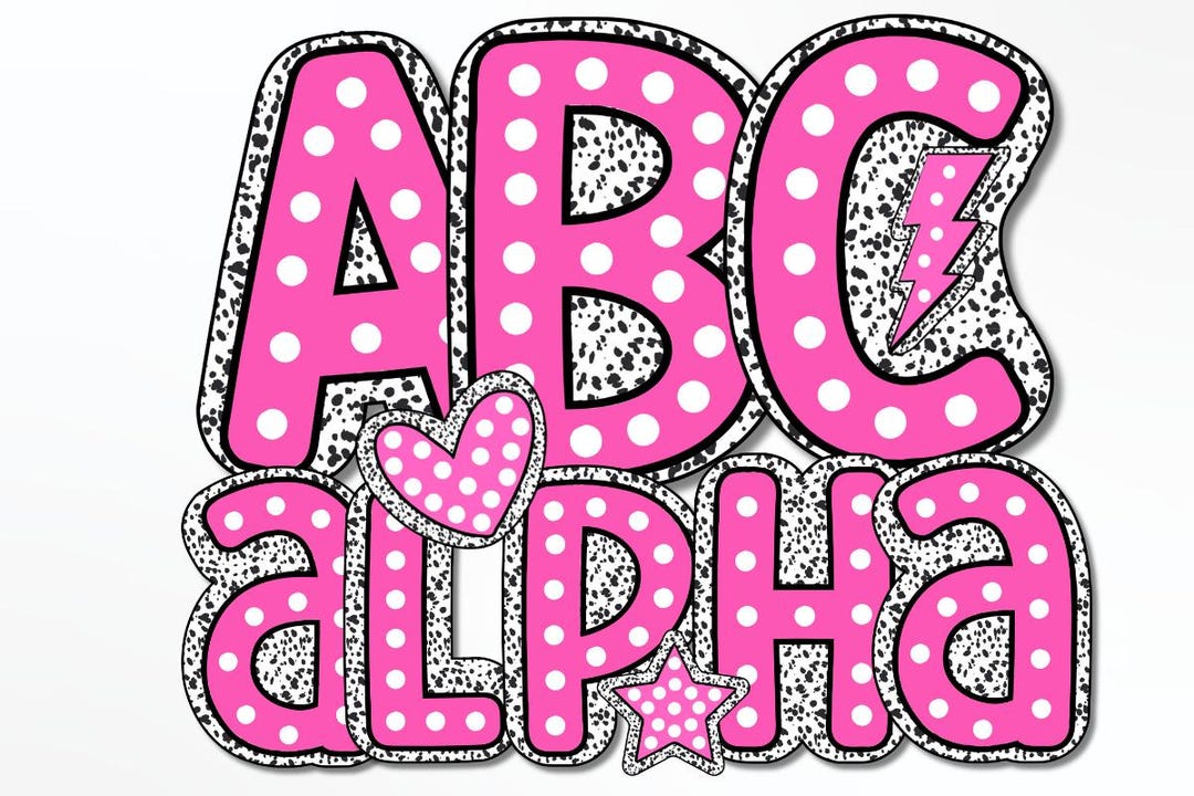 Polka Dot Alphabet PNG: Pink Doodle Letters, Numbers (digital File) - Etsy
