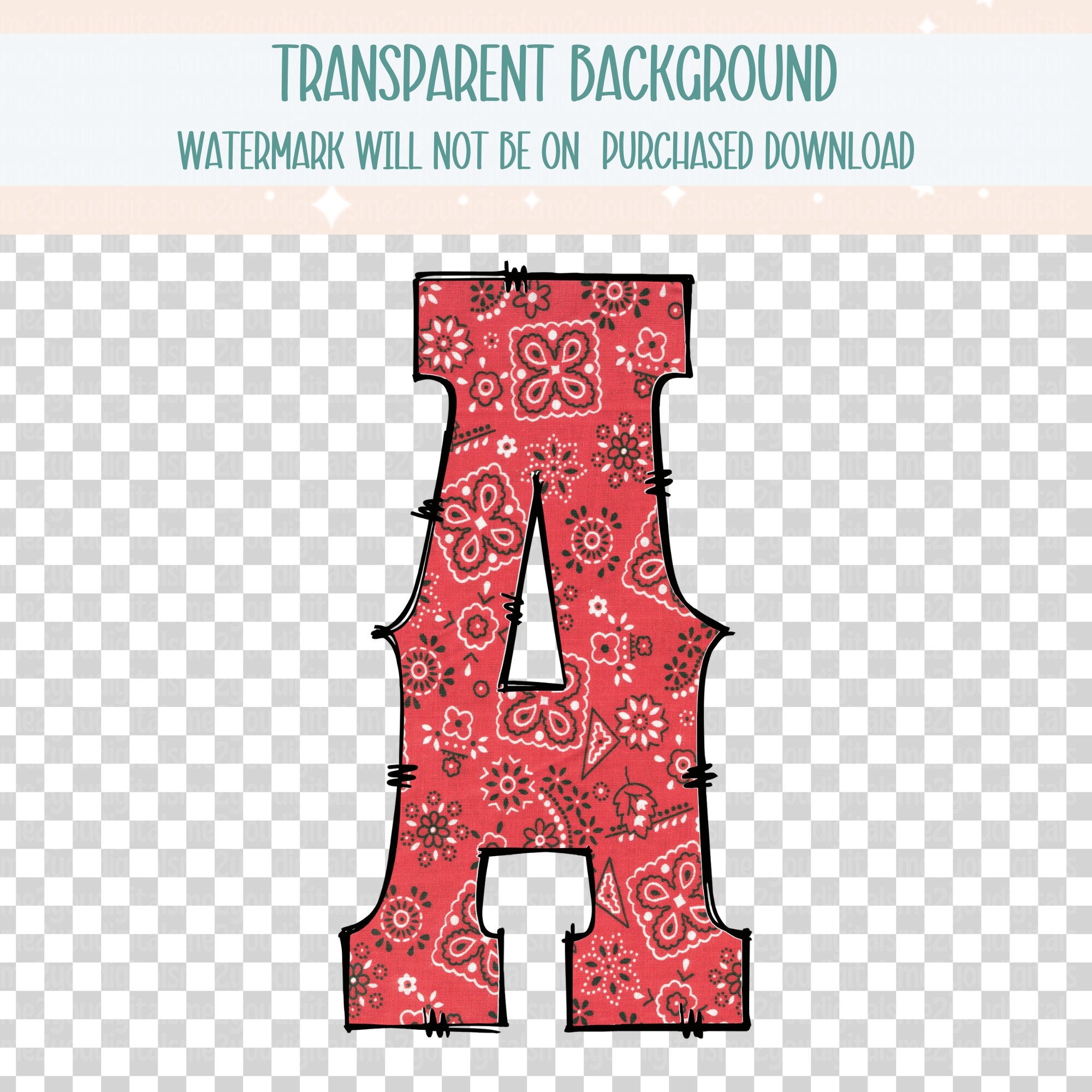 Red Bandana Western Doodle Alphabet & Numbers PNG (digital Download) - Etsy