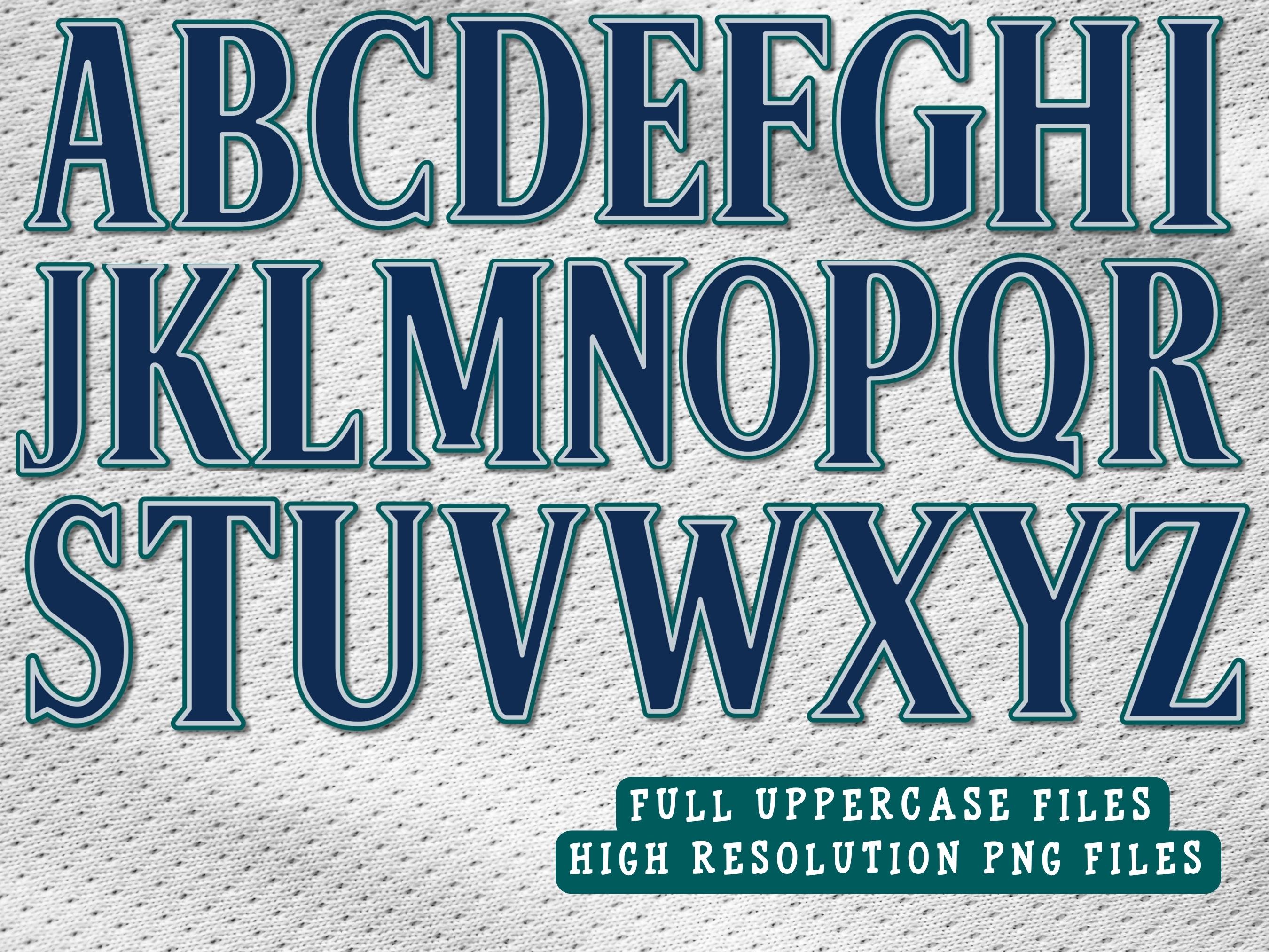 Seattle Baseball Jersey Font: Alphabet & Numbers PNG (digital Download ...