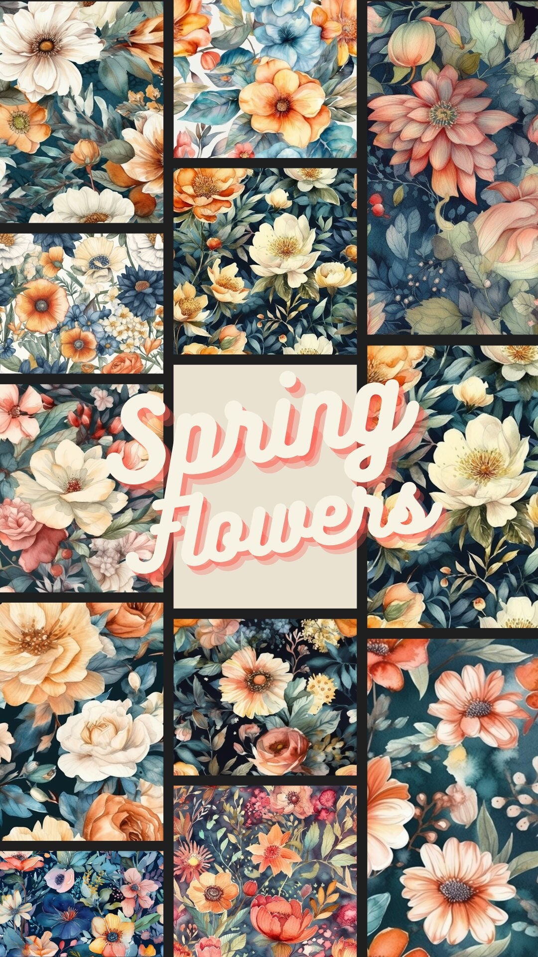 Printable Digital Paper. Beautiful Flowers Spring Seamless Repeat ...