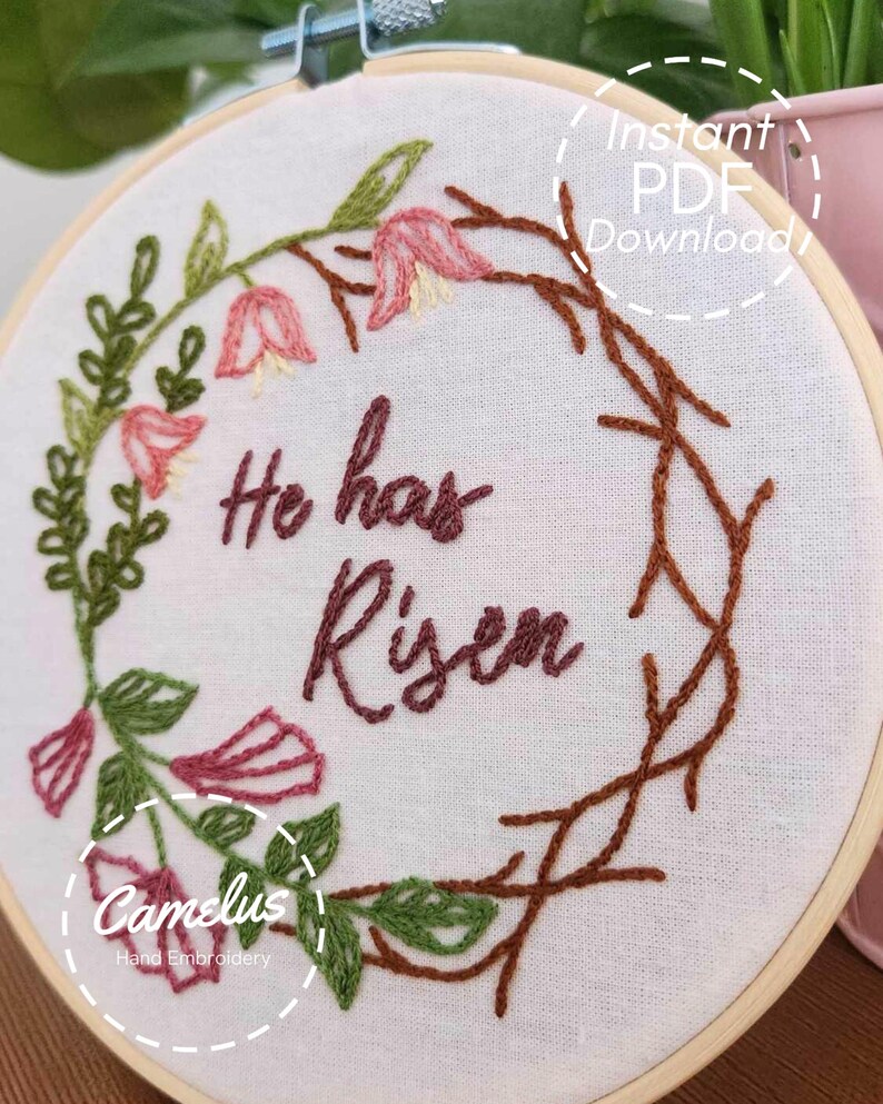 Easter, He Has Risen, Crown of Thorns Hand Embroidery Pattern - Etsy