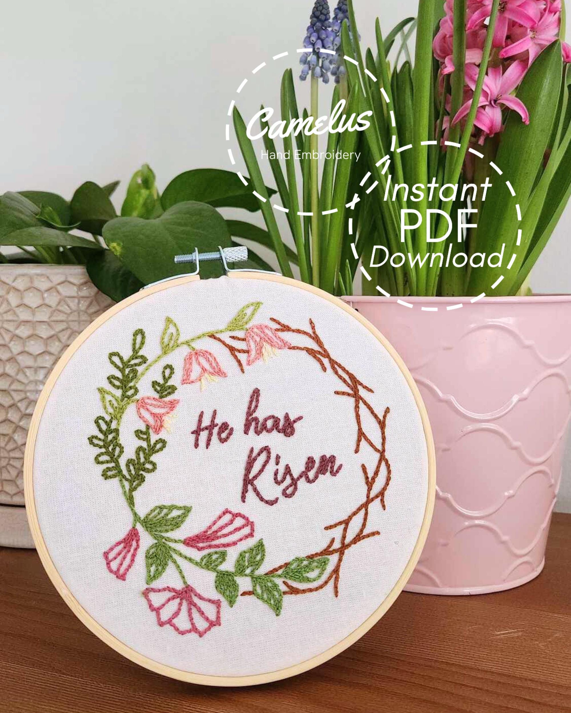 Easter, He Has Risen, Crown of Thorns Hand Embroidery Pattern - Etsy