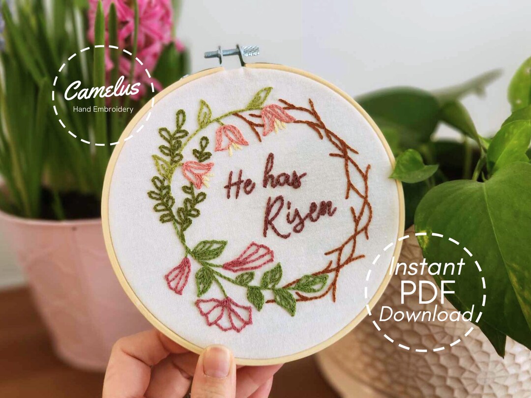 Easter, He Has Risen, Crown of Thorns Hand Embroidery Pattern - Etsy