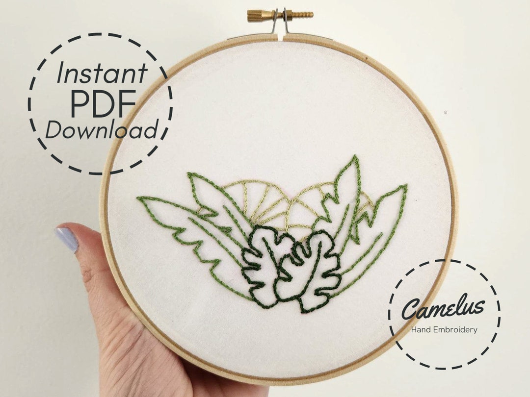 Palm Leaves Digital Hand Embroidery Pattern - Etsy