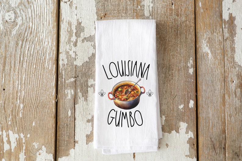 Louisiana Gumbo Tea Towel, Kitchen Towel, New Orleans Gift, Wedding ...