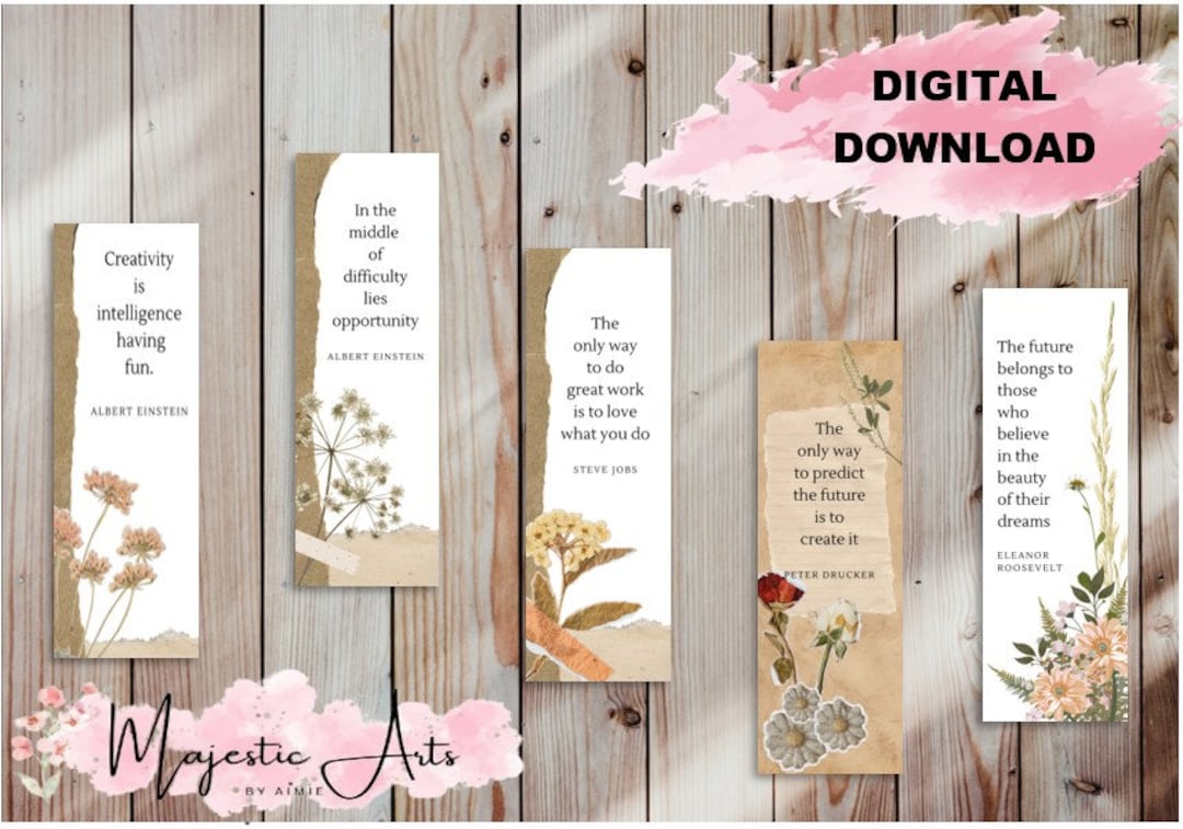 Aesthetic Brown Paper Bookmarks - Bookmark Set of 5 - Downloadable ...