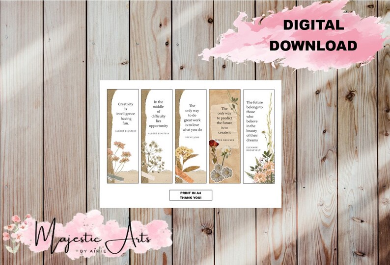 Aesthetic Brown Paper Bookmarks - Bookmark Set of 5 - Downloadable ...