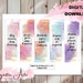 Watercolor Splash Bookmarks - Bookmark Set of 5 - Downloadable ...