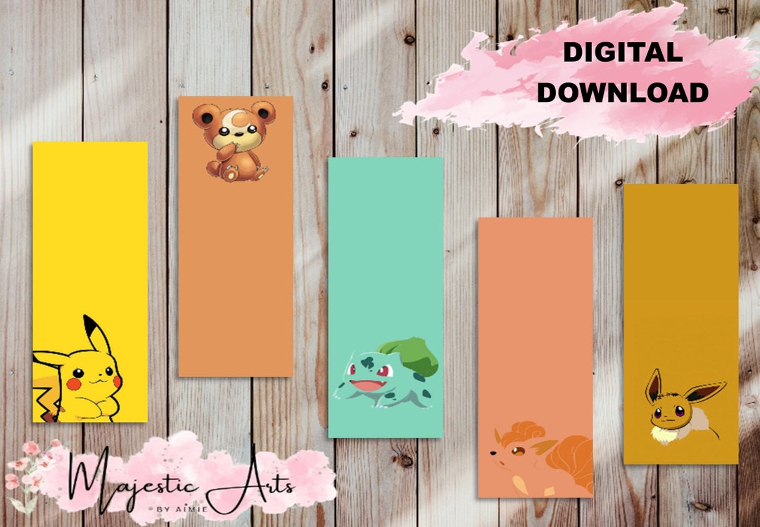 Minimalist Cute Pokemon Bookmarks - Bookmark Set of 5 - Downloadable ...