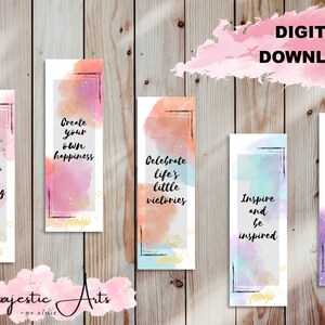 Watercolor Splash Bookmarks - Bookmark Set of 5 - Downloadable ...