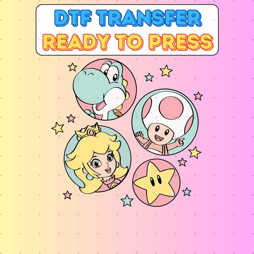 Princess Peach and Friends Heat DTF Transfer Ready to Press, Nintendo ...