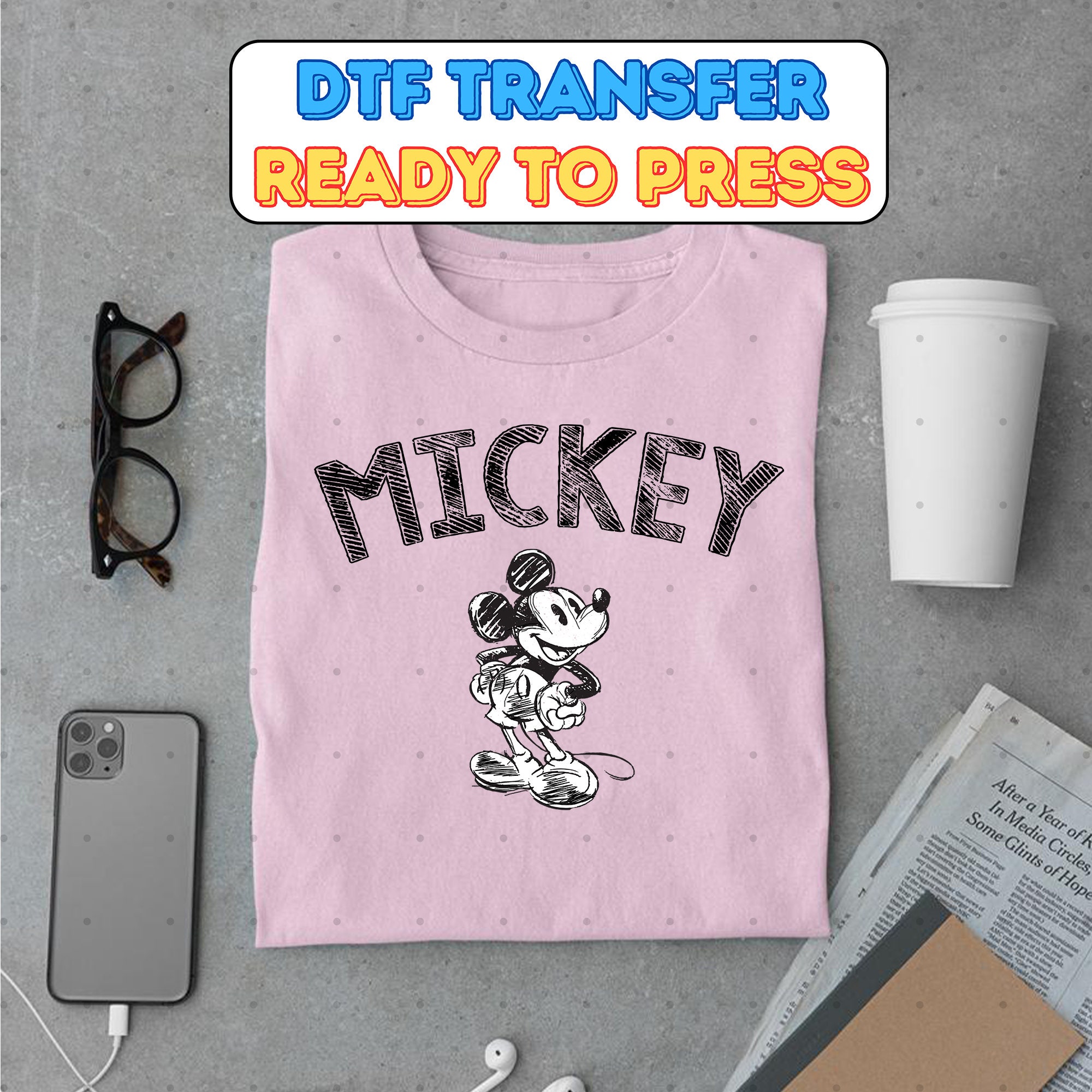 Mickey Mouse Vacation DTF, Disney Mickey Mouse Trip DTF Transfer ...