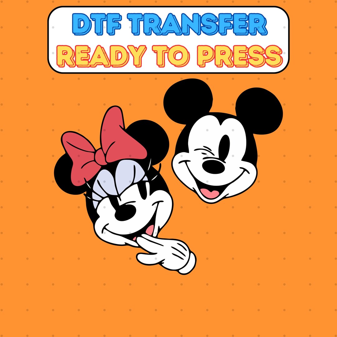 Minnie and Mickey Love Couple DTF Transfer, Mickey Mouse Couple Ready ...