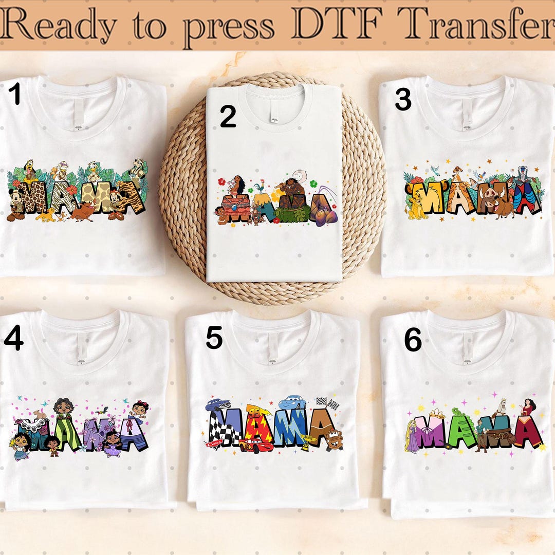Disney Princesses Mama DTF Transfer Ready to Press, Disney Mcqueen Mama ...