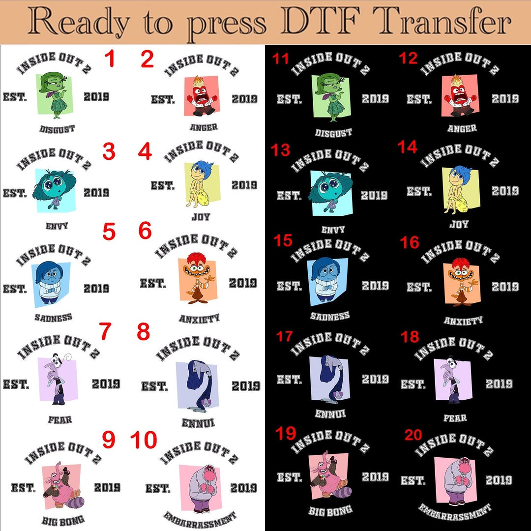 Disney Inside Out 2 All Characters Dtf Transfer,it's Okay to Feel All ...