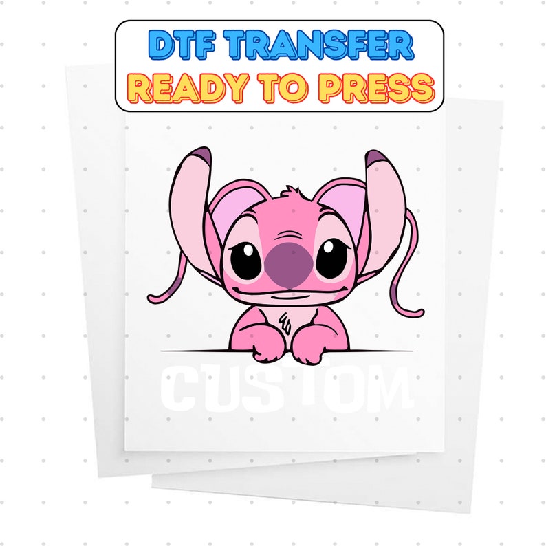 Custom Stitch and Angel Couple Heat DTF Transfer Ready to Press, Lilo and Stitch Custom Name ...