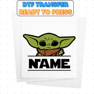 Grogu Custom Printable Name DTF Transfer Ready to Press, Baby Yoda ...