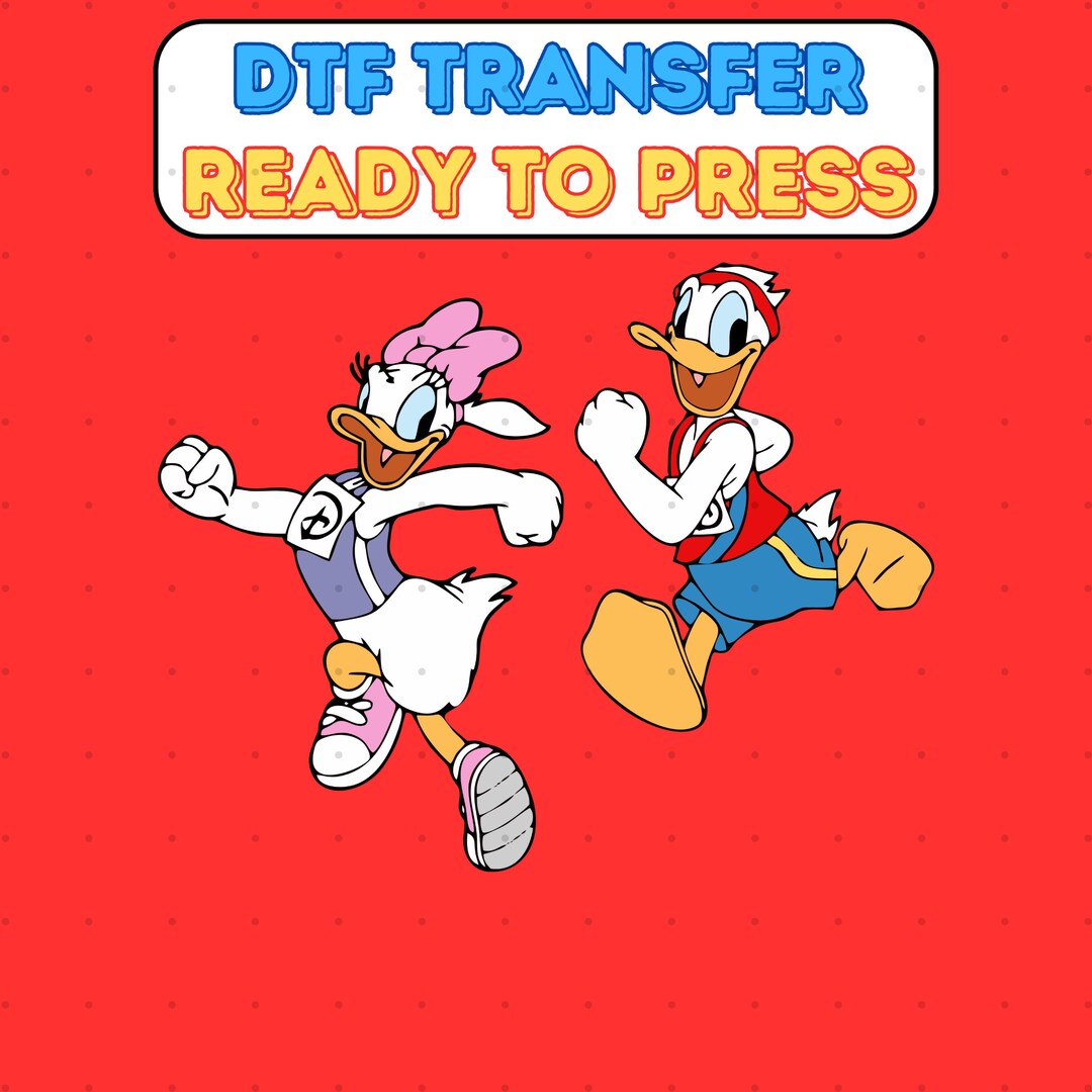 Donald and Daisy Run DTF Transfer Ready to Press,retro Donald Duck Trip ...
