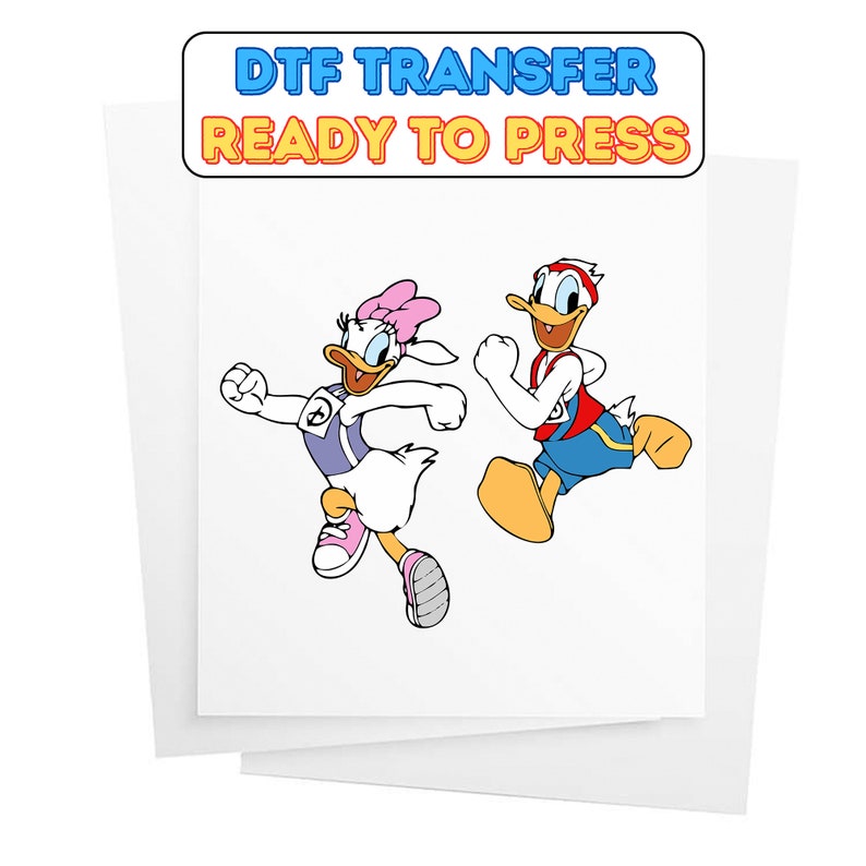 Donald and Daisy Run DTF Transfer Ready to Press,retro Donald Duck Trip ...