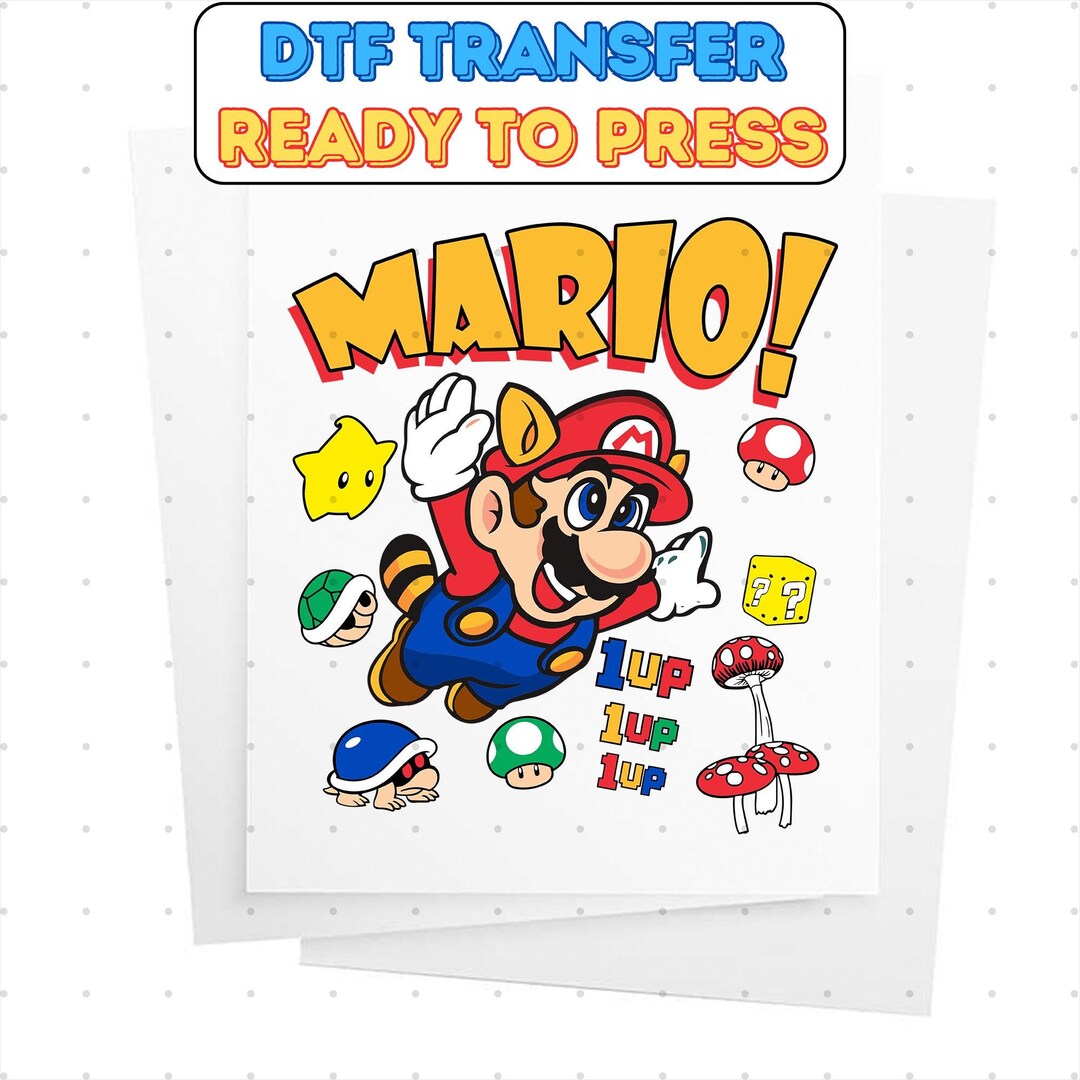 Super Mario Cute Fly DTF Transfer Ready to Press,super Mario Character ...