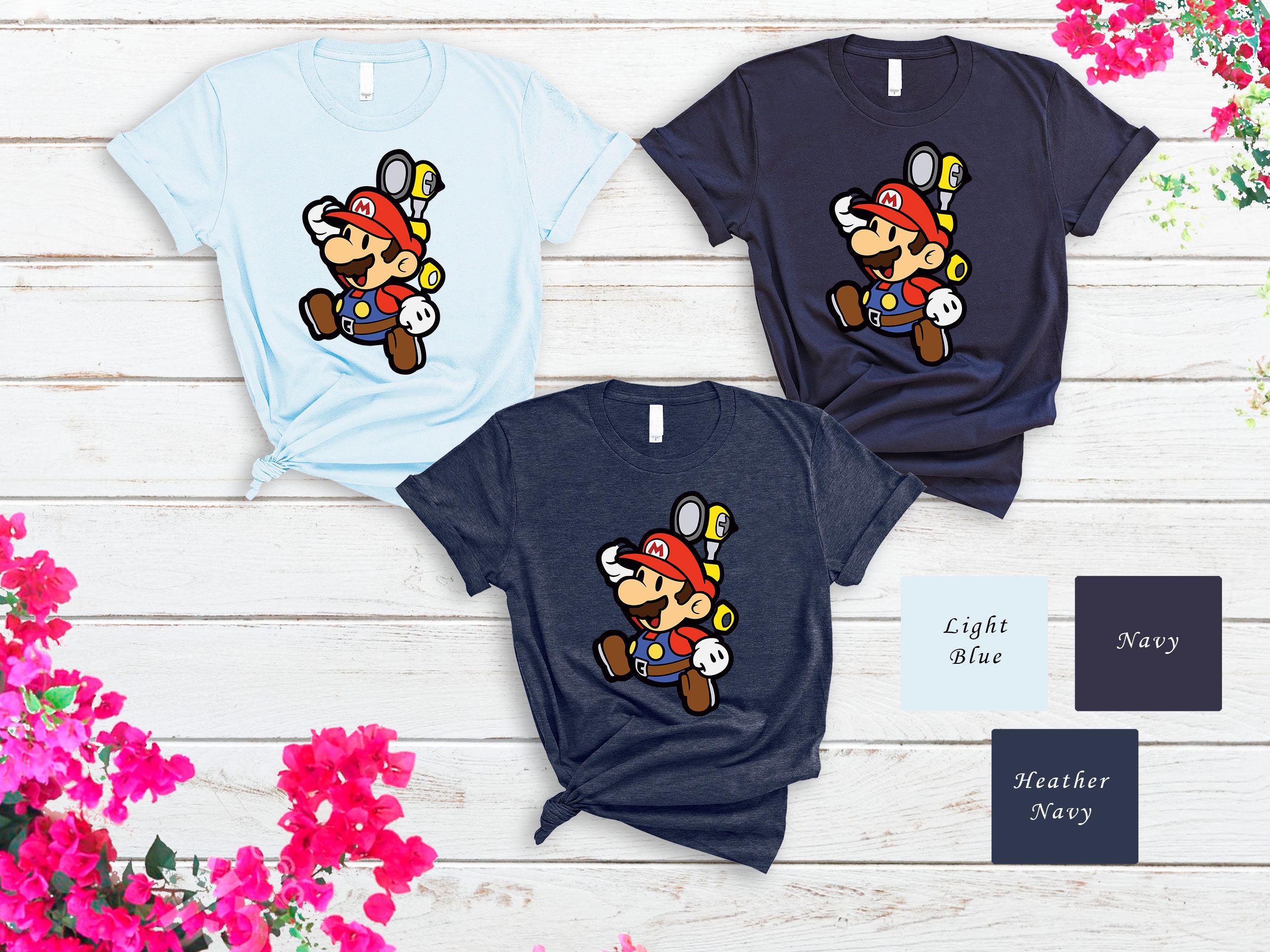 Super M Bros T-Shirt, Camiseta Super Mario M Bros Y Amigos Para Hombre ...