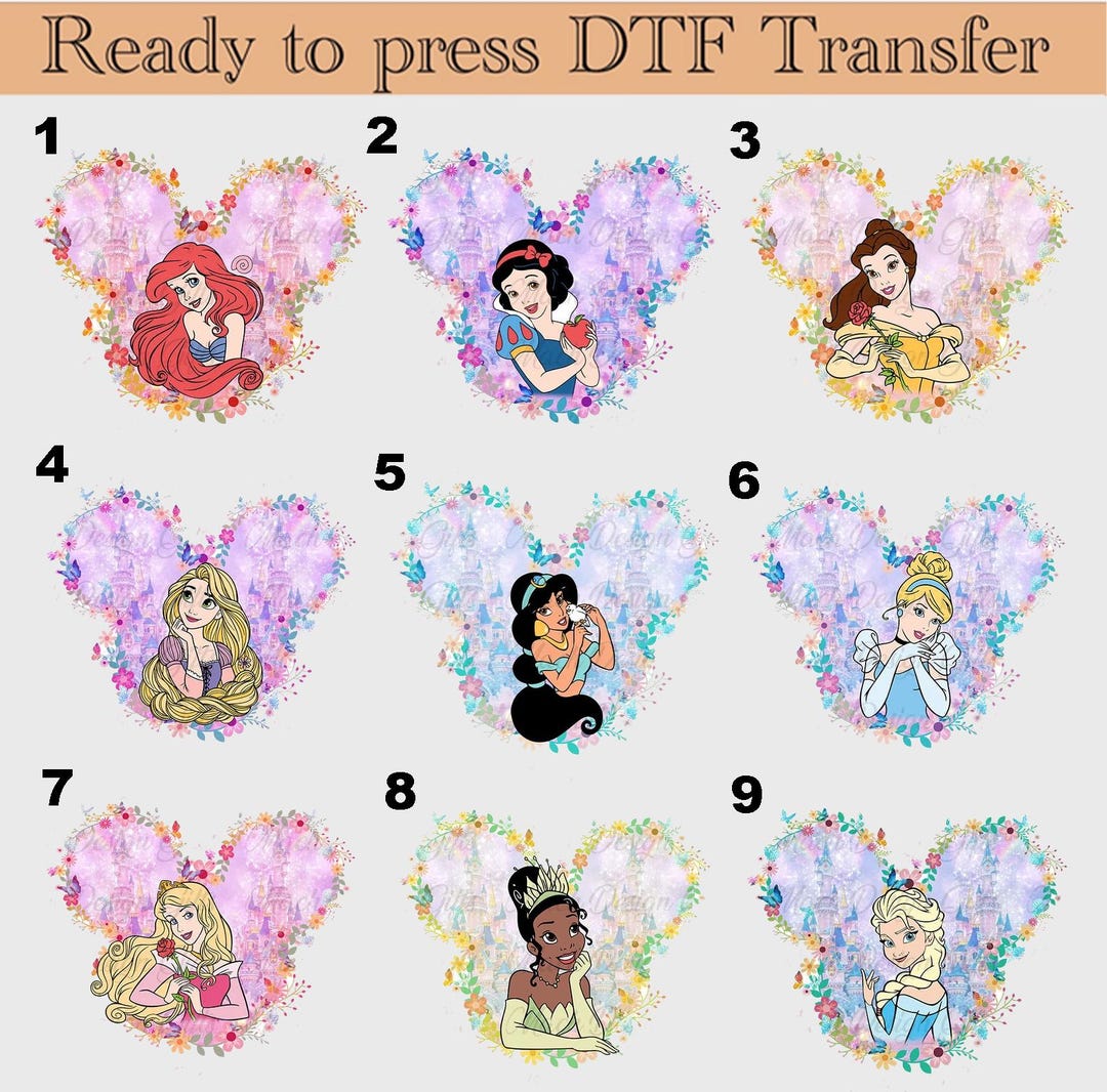 Disney Princess Watercolor Dtf Transfer,disney Castle Princess Dtf ...