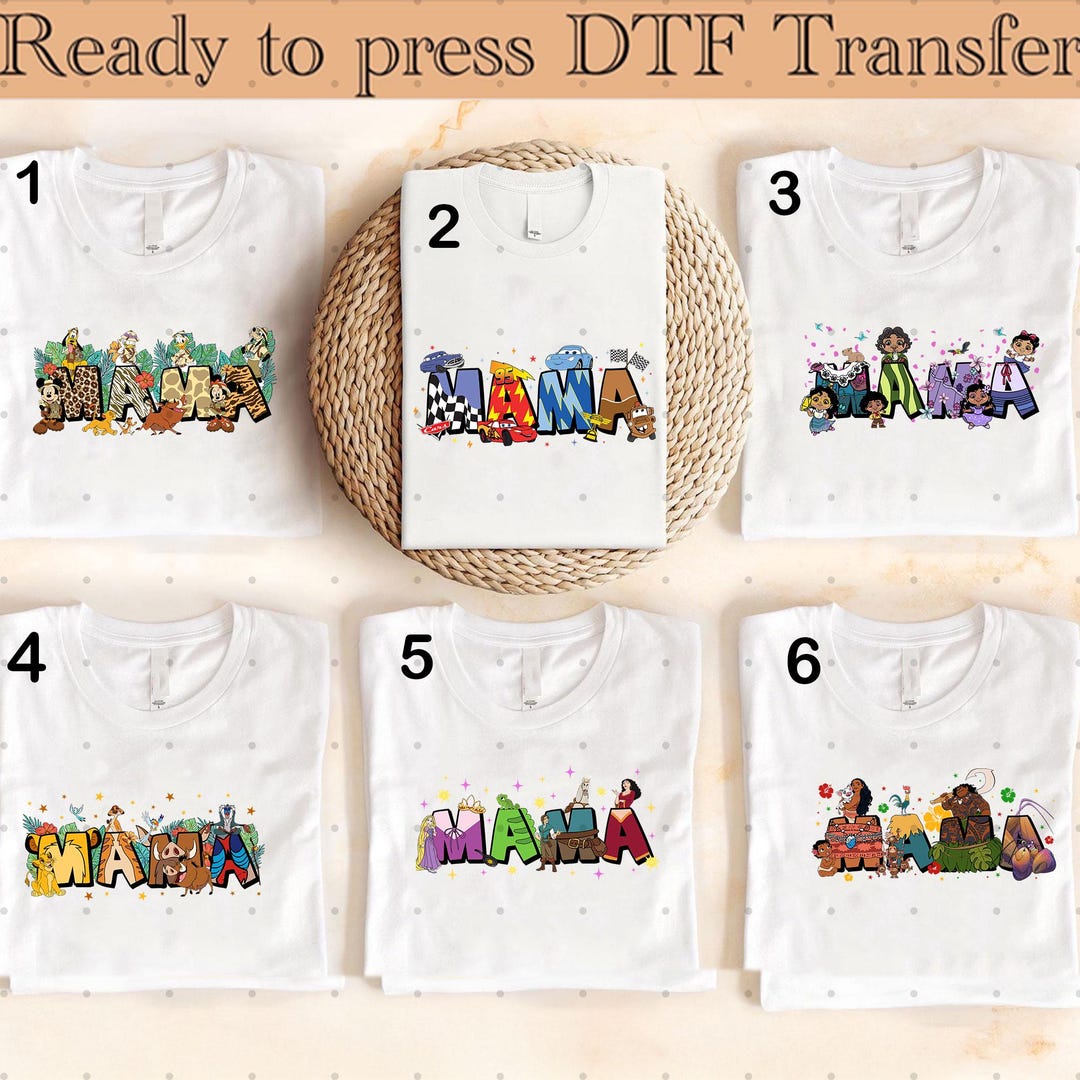 Disney Pixar Car Mickey Mouse Moana Cars Rapunzel Lion King Mama DTF ...