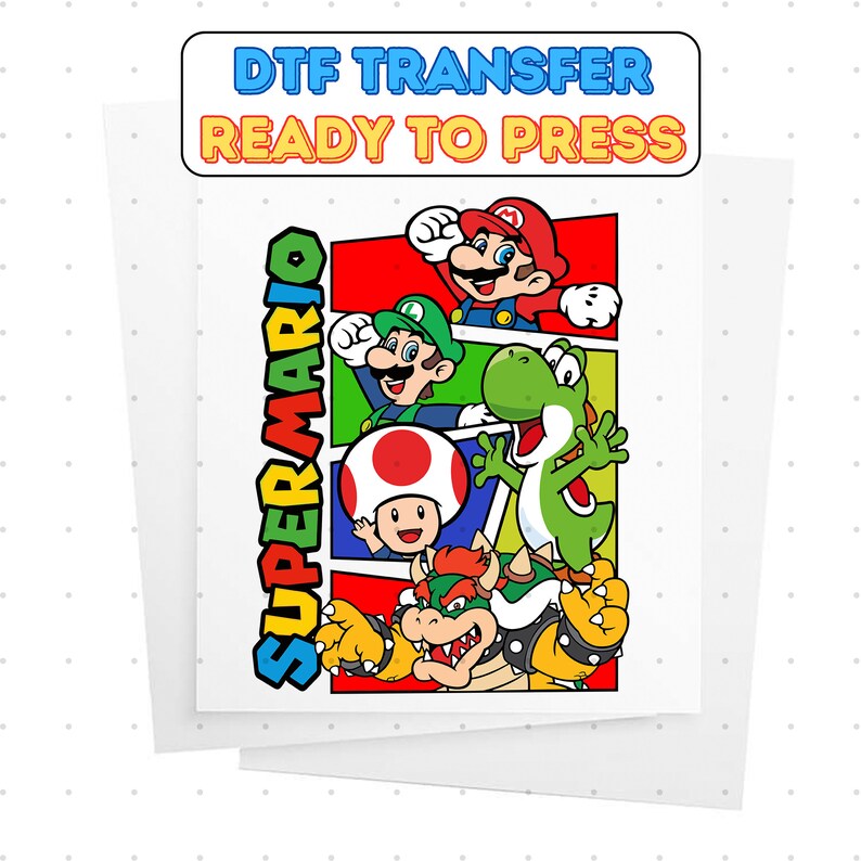 Mario & Friend Party Matching DTF Transfer, Super Mario Dtf, Super ...