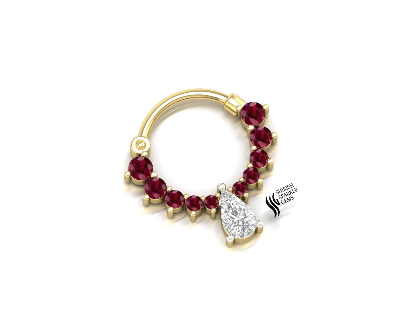 Lab Diamond Ruby Ear Piercing Helix Septum Lab Diamond Nose Piercing ...