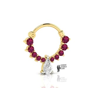 Lab Diamond Ruby Ear Piercing Helix Septum Lab Diamond Nose Piercing ...