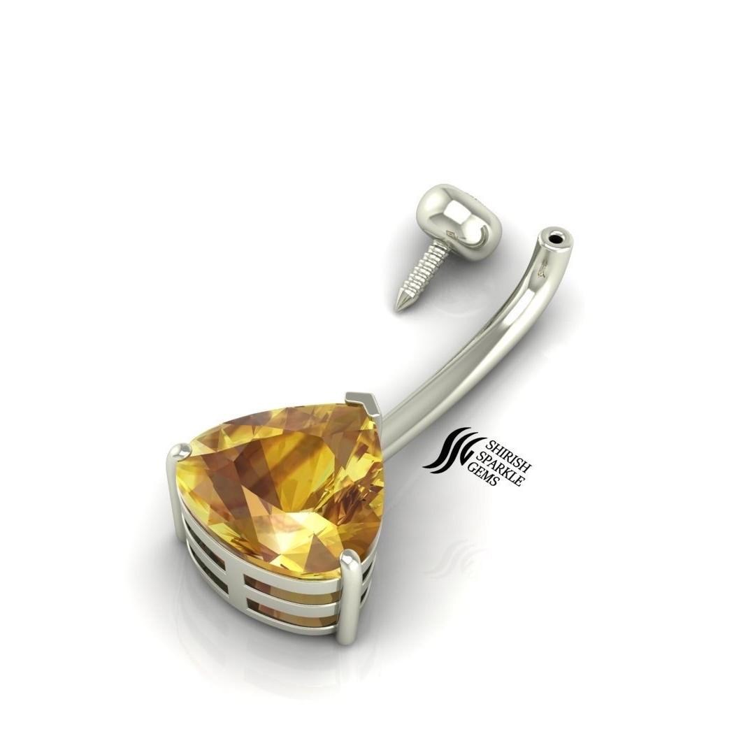 Citrine Diamond Belly Button Ring / Diamond Belly Ring / Diamond Navel ...