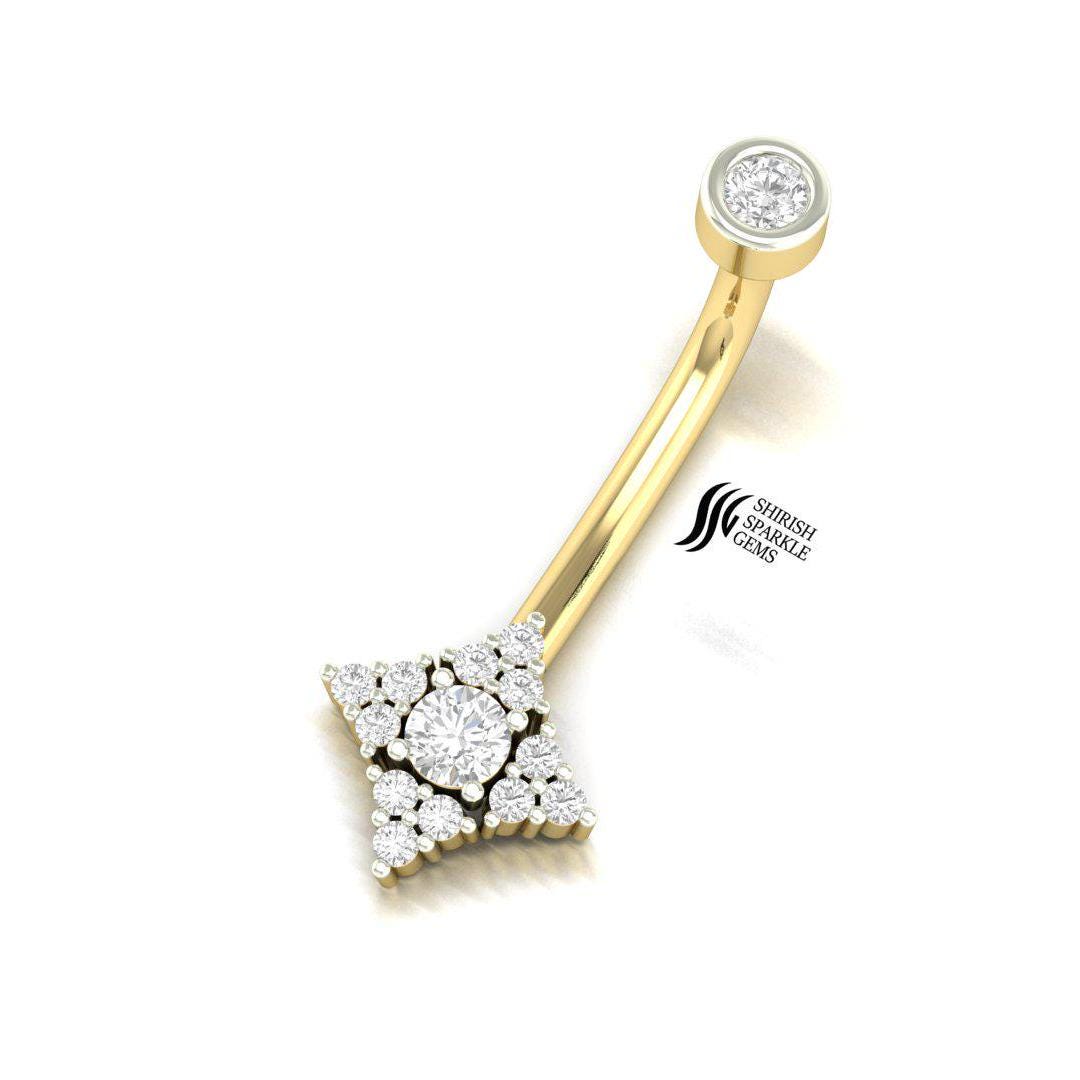 Diamond Belly Button Navel Piercing / Lab Diamond Belly Button Ring ...
