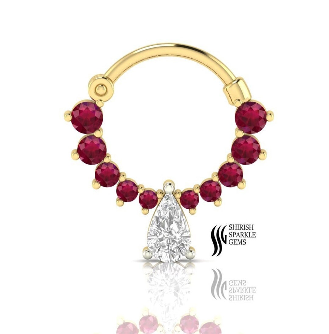 Lab Diamond Ruby Ear Piercing Helix Septum Lab Diamond Nose Piercing ...