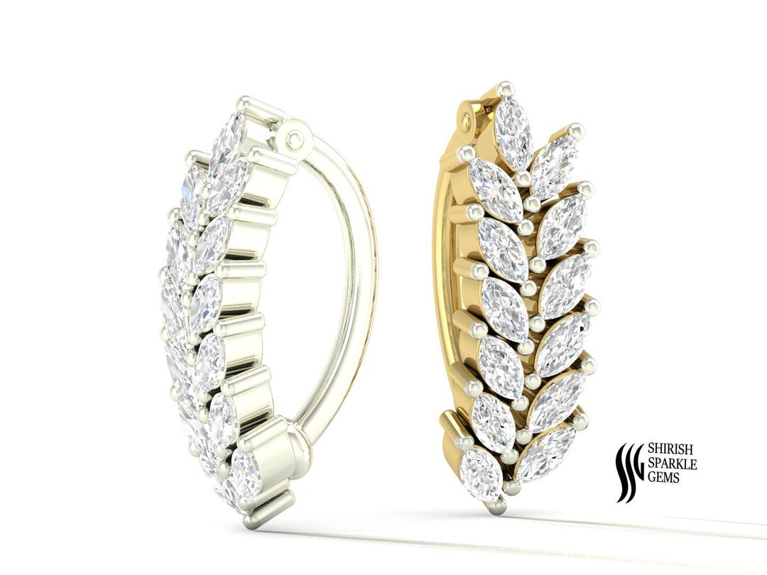 14k Lab Diamond Belly Ring / Bally Button Hoop Piercing / Lab Diamond ...