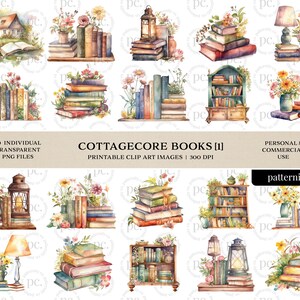 Watercolor Cottagecore Books Clipart, Vintage Cottage Books, English ...