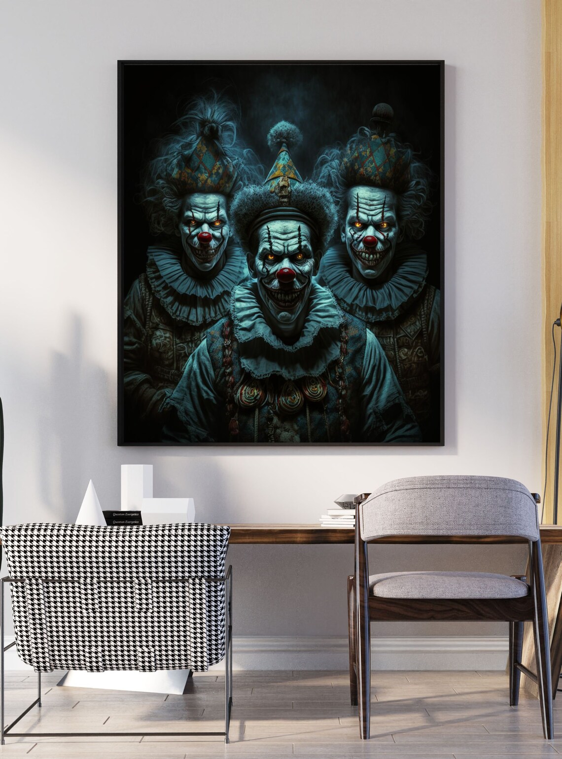 Creepy Evil Carnival Clowns Digital Art Print, AI Generated, Wall Art ...