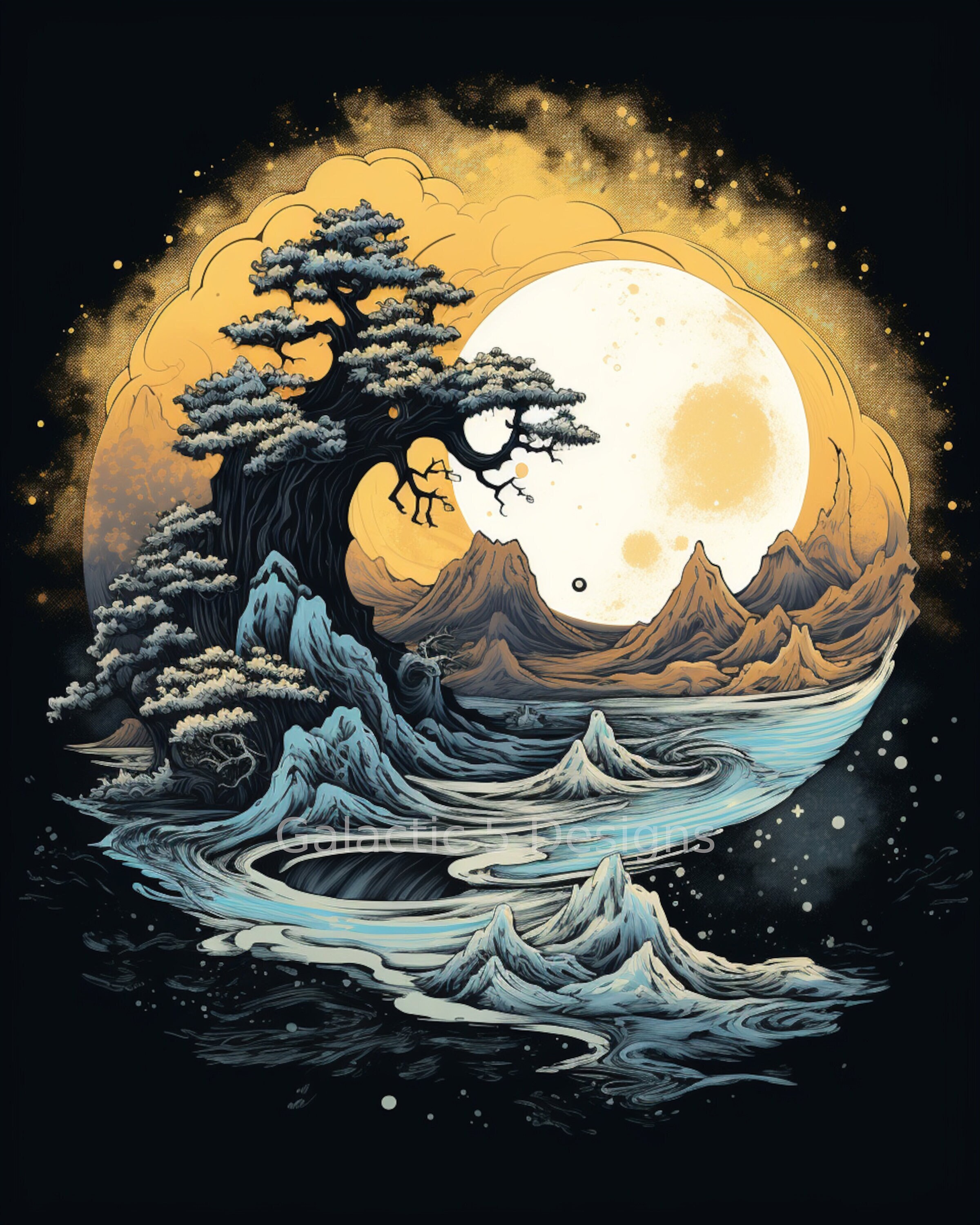 Night and Day Landscape Digital Art Print, Digital Download Art Print ...
