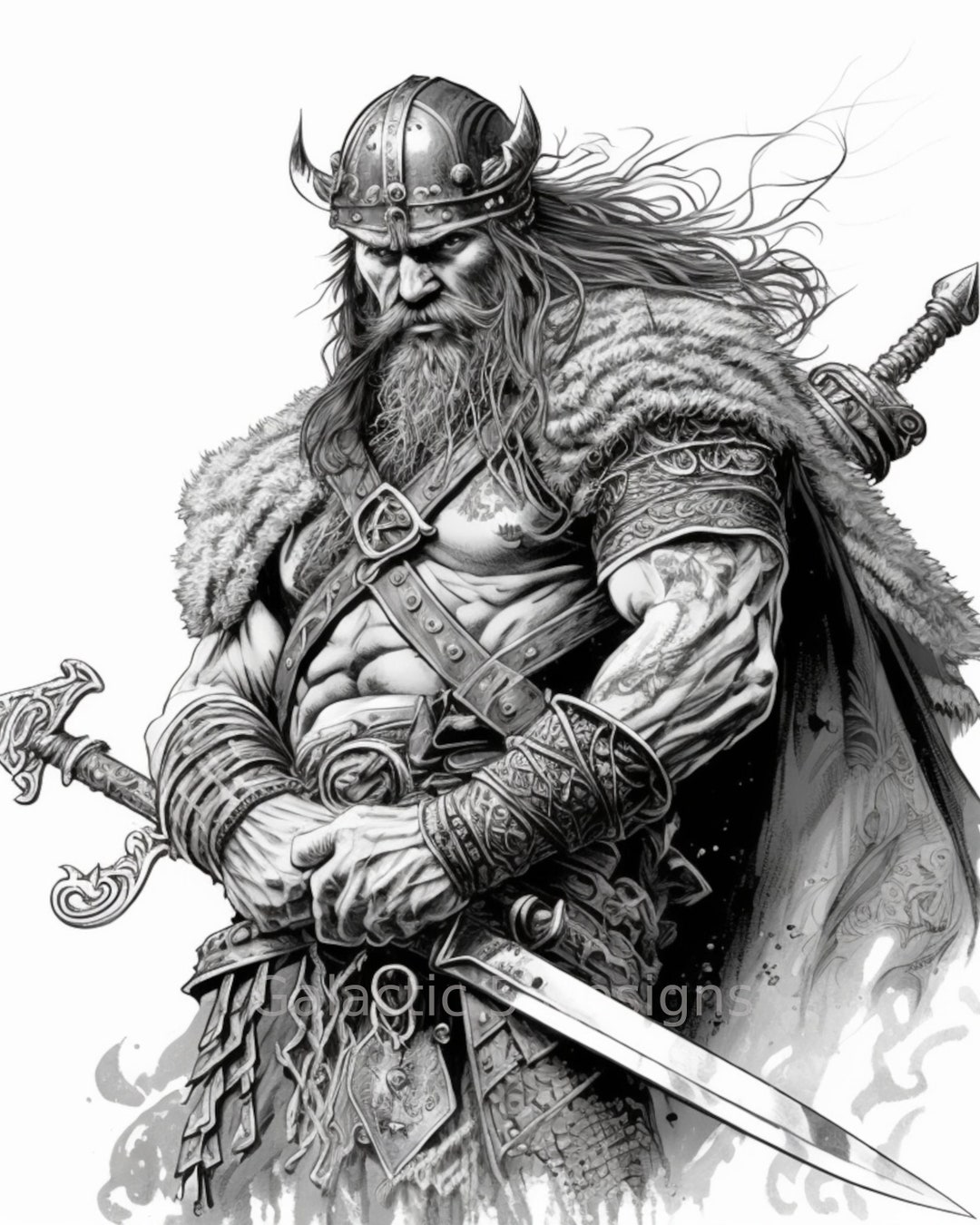 Viking Warrior Art Print, AI Generated, Digital Download, Viking Art ...