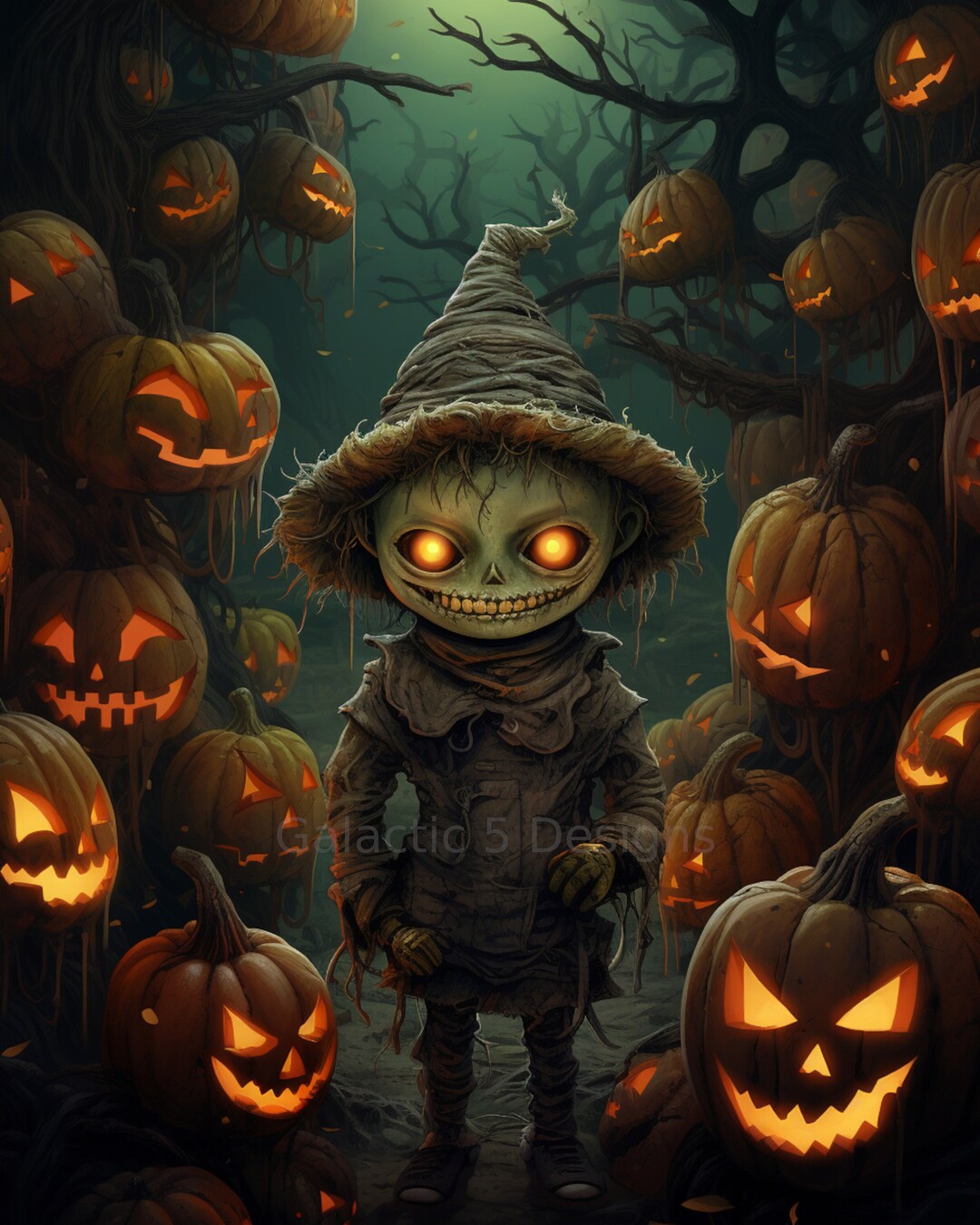 Creepy Halloween Digital Art Print, AI Generated, Wall Art, AI Art ...