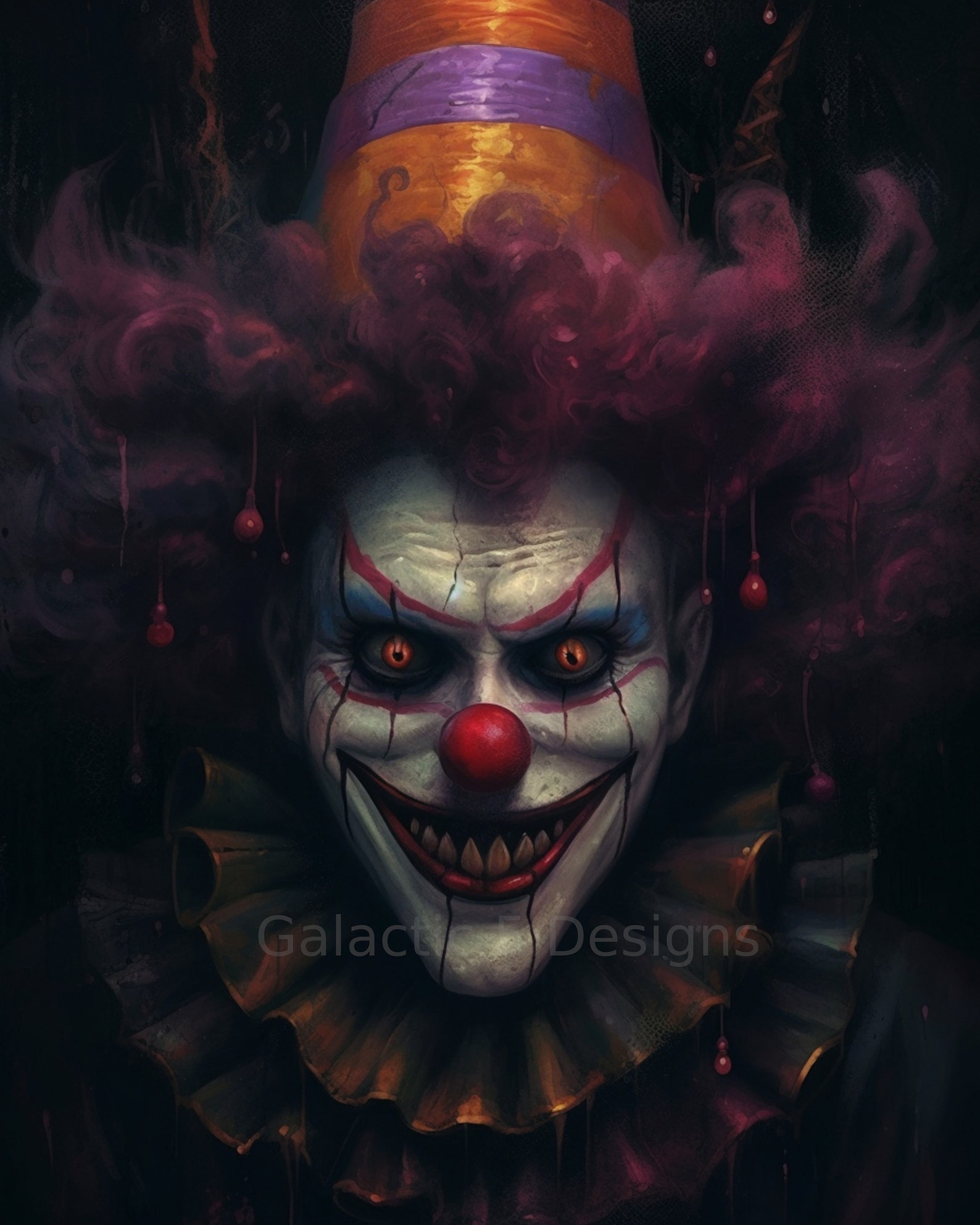 Evil Carnival Clown Digital Print - AI Generated Horror Art - Printable ...