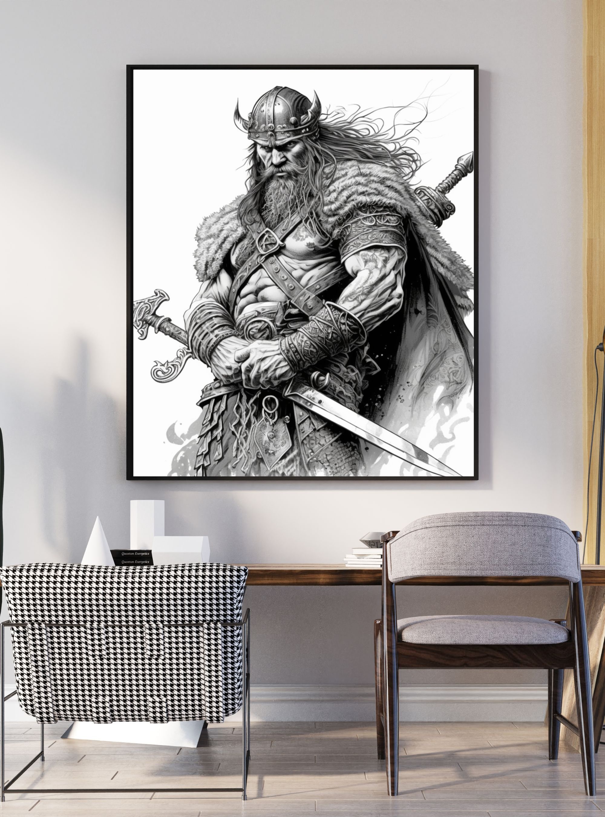 Viking Warrior Art Print, AI Generated, Digital Download, Viking Art ...
