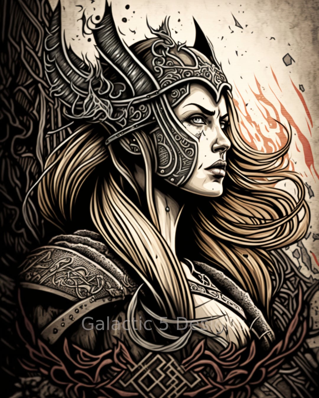 Viking Queen Art Print Printable Wall Poster Art Digital - Etsy